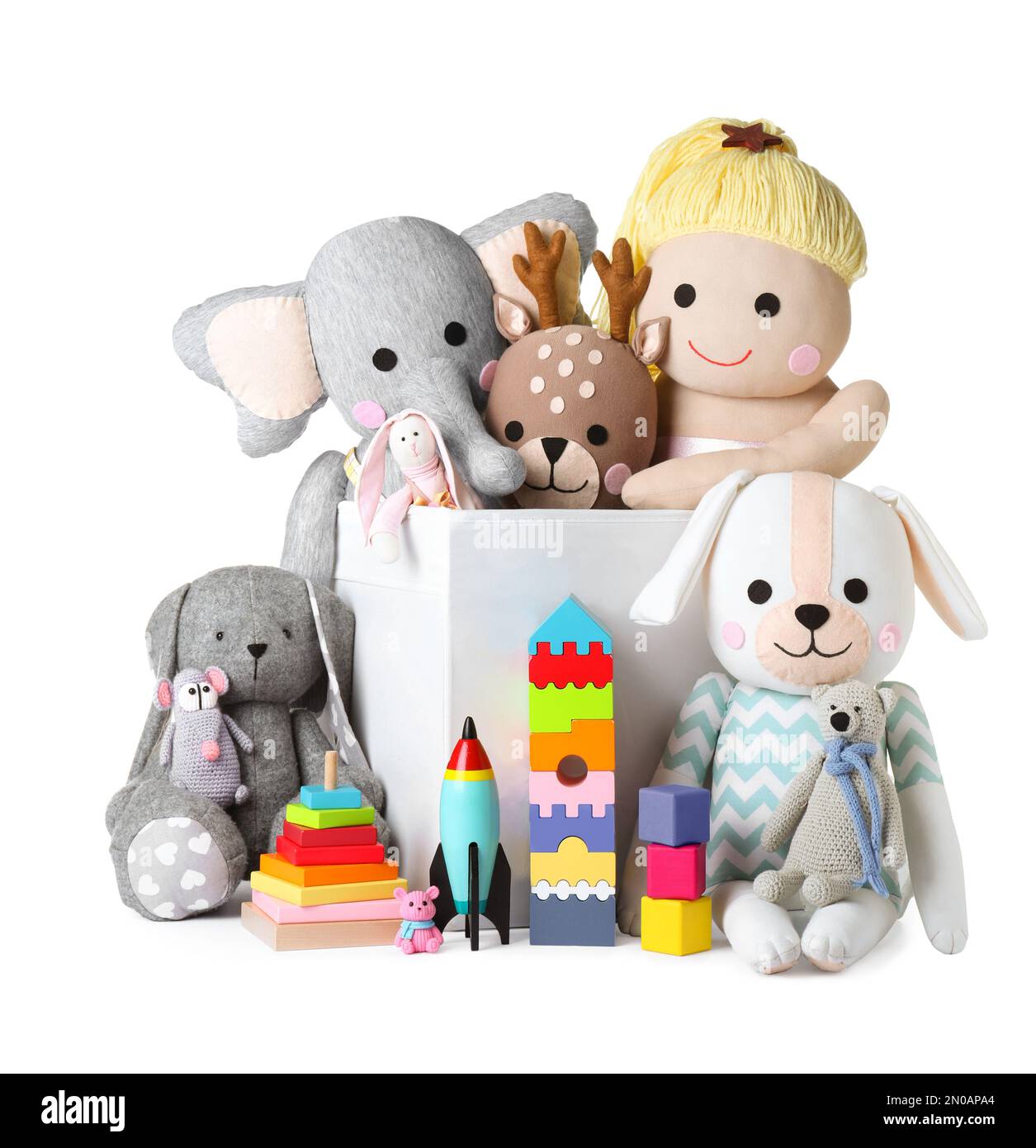 Set of different toys on white background Stock Photo - Alamy