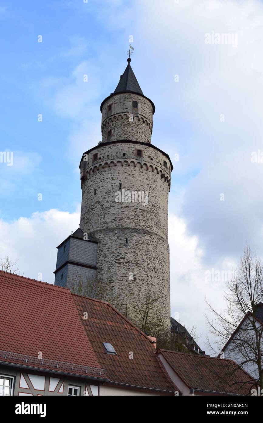 Hexenturm, city walls tower in Idstein Stock Photo - Alamy