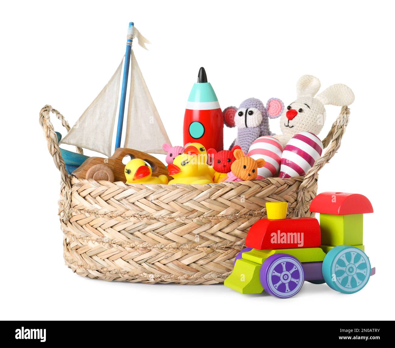 Set of different toys on white background Stock Photo - Alamy