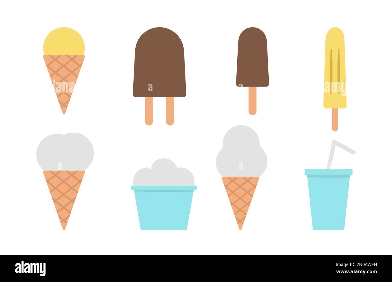 Vector ice-cream and drink clip art set. Cute collection of sweet ...