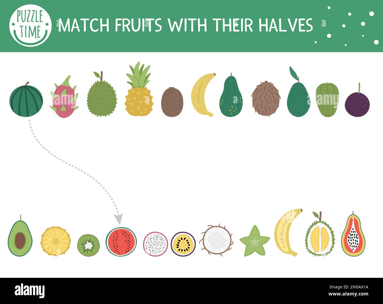 Tropical matching activity for children with fruits and their halves ...