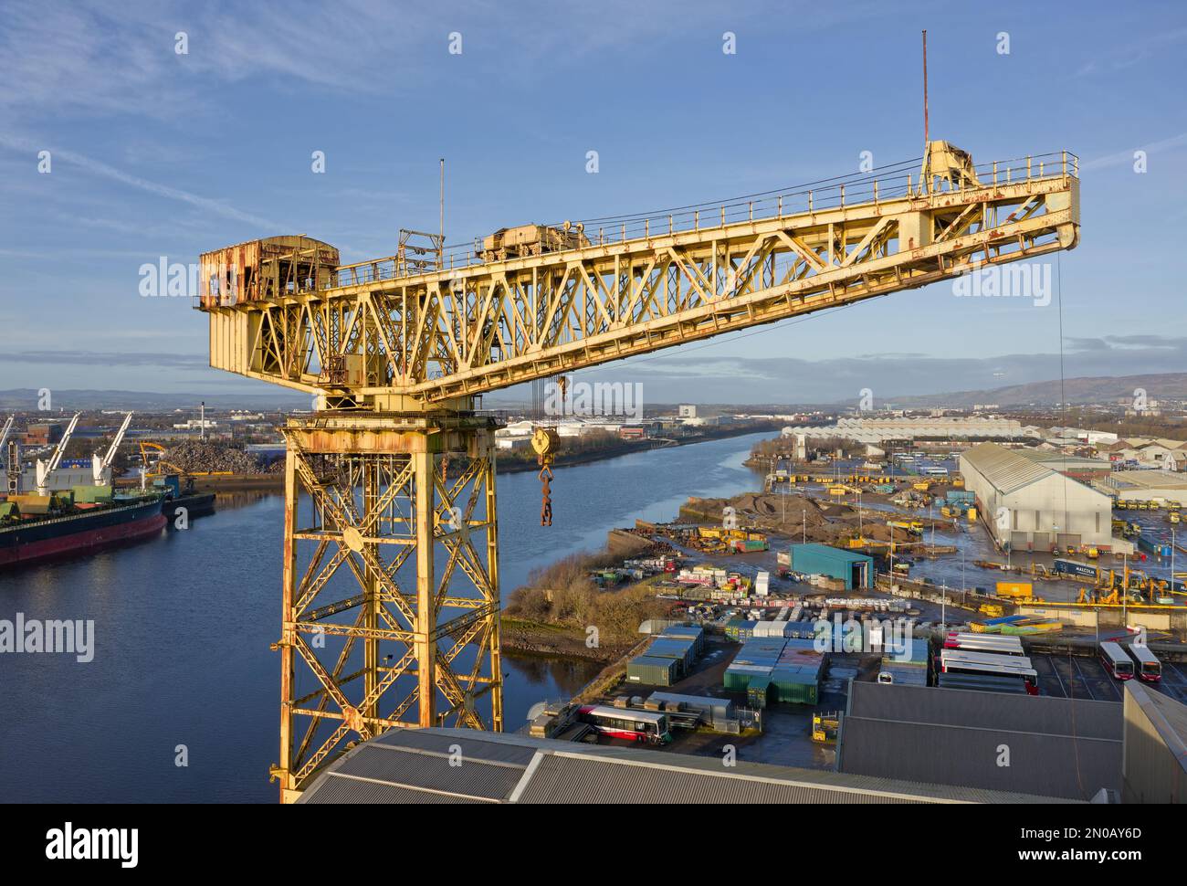 Shipbuilding crane in historical Clydebank Glasgow Scotland Stock Photo ...