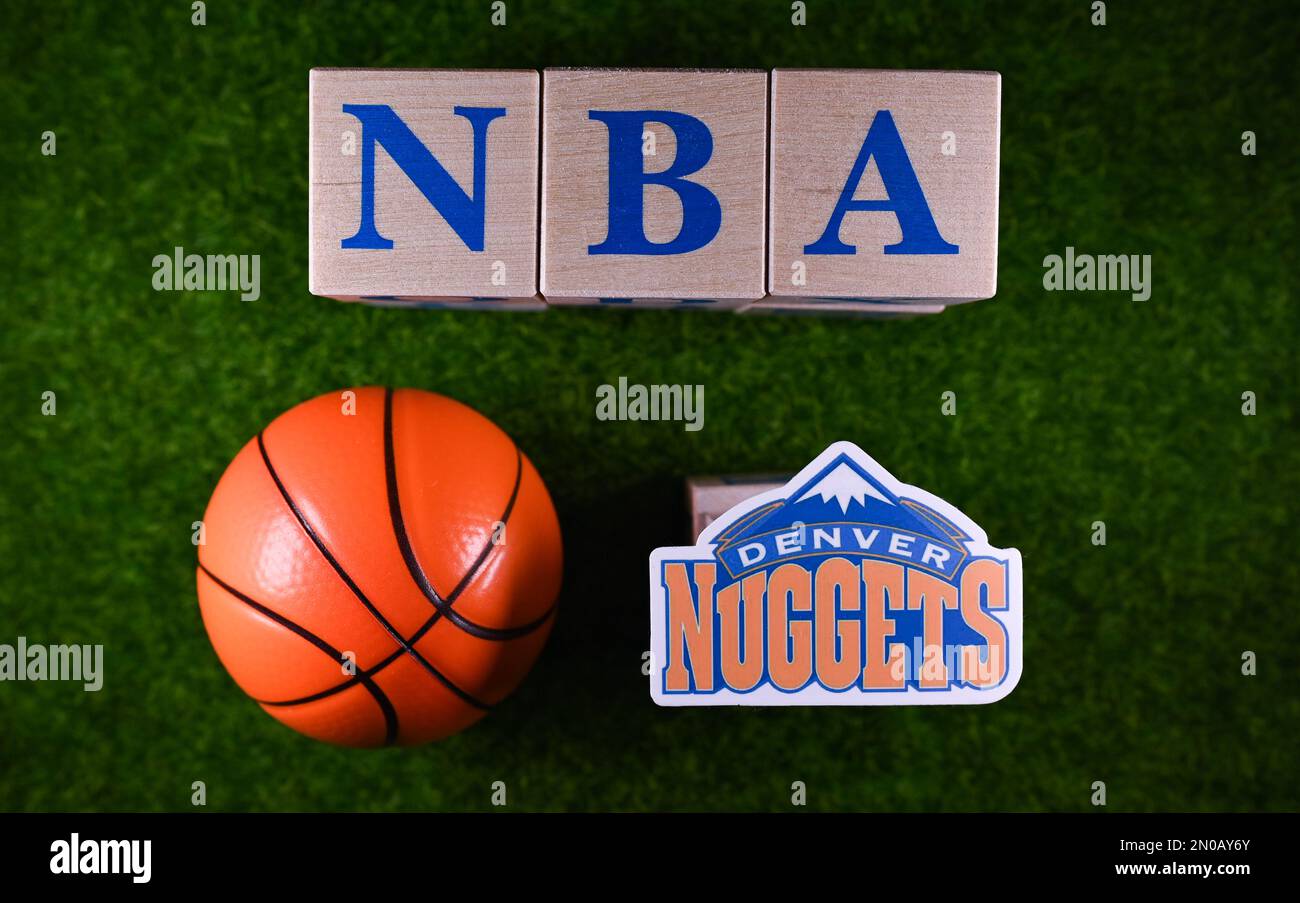 January 30, 2023, Springfield, USA. The emblem of the Denver Nuggets ...