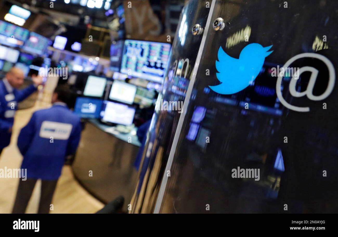 FILE - In this July 28, 2015, file photo, the logo for Twitter adorns a ...