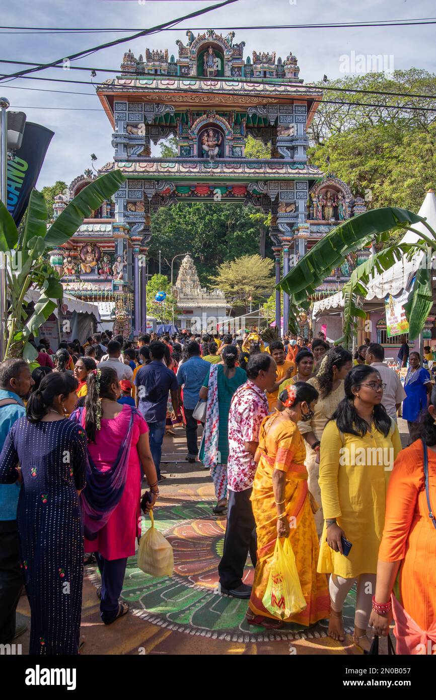 Thaipusam celebration in Penang. Devotees performing kavadi attam ...