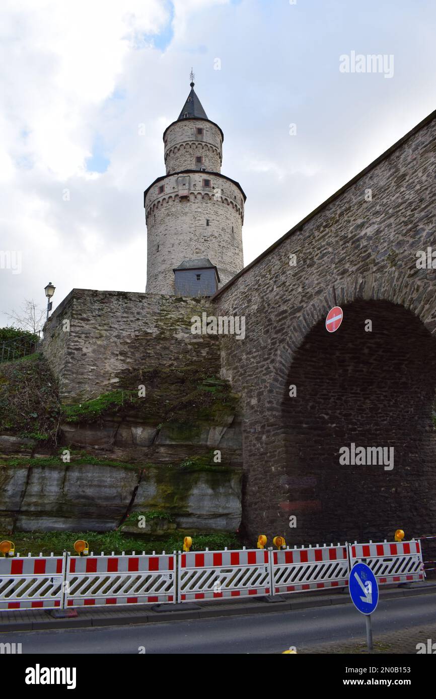 Hexenturm, city walls tower in Idstein Stock Photo - Alamy