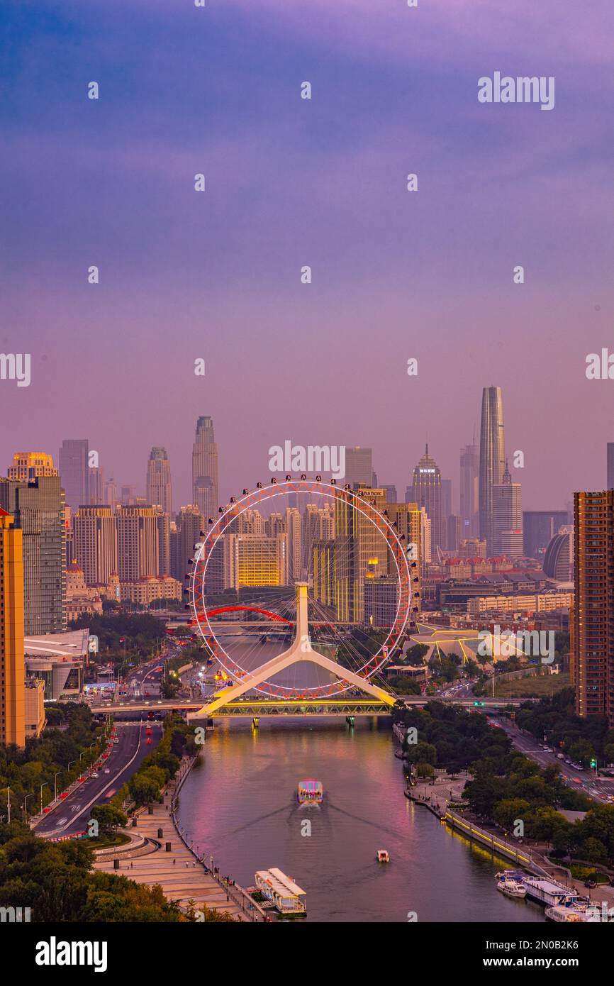 Web celebrity clock in tianjin eye ferris wheel Stock Photo - Alamy