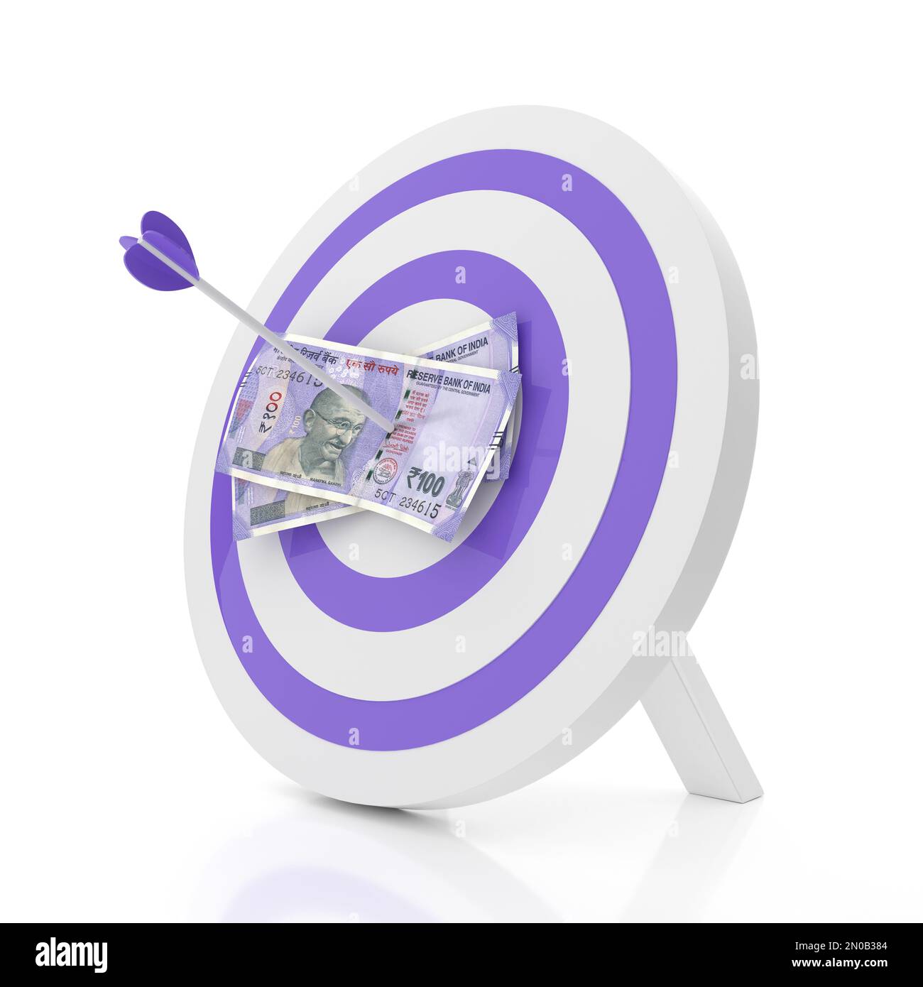 Indian Rupee 100 Currency Note in an arrow with target isolated on ...