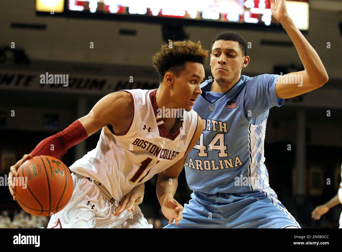 North Carolina guard Justin Jackson (44) defends Boston College forward ...
