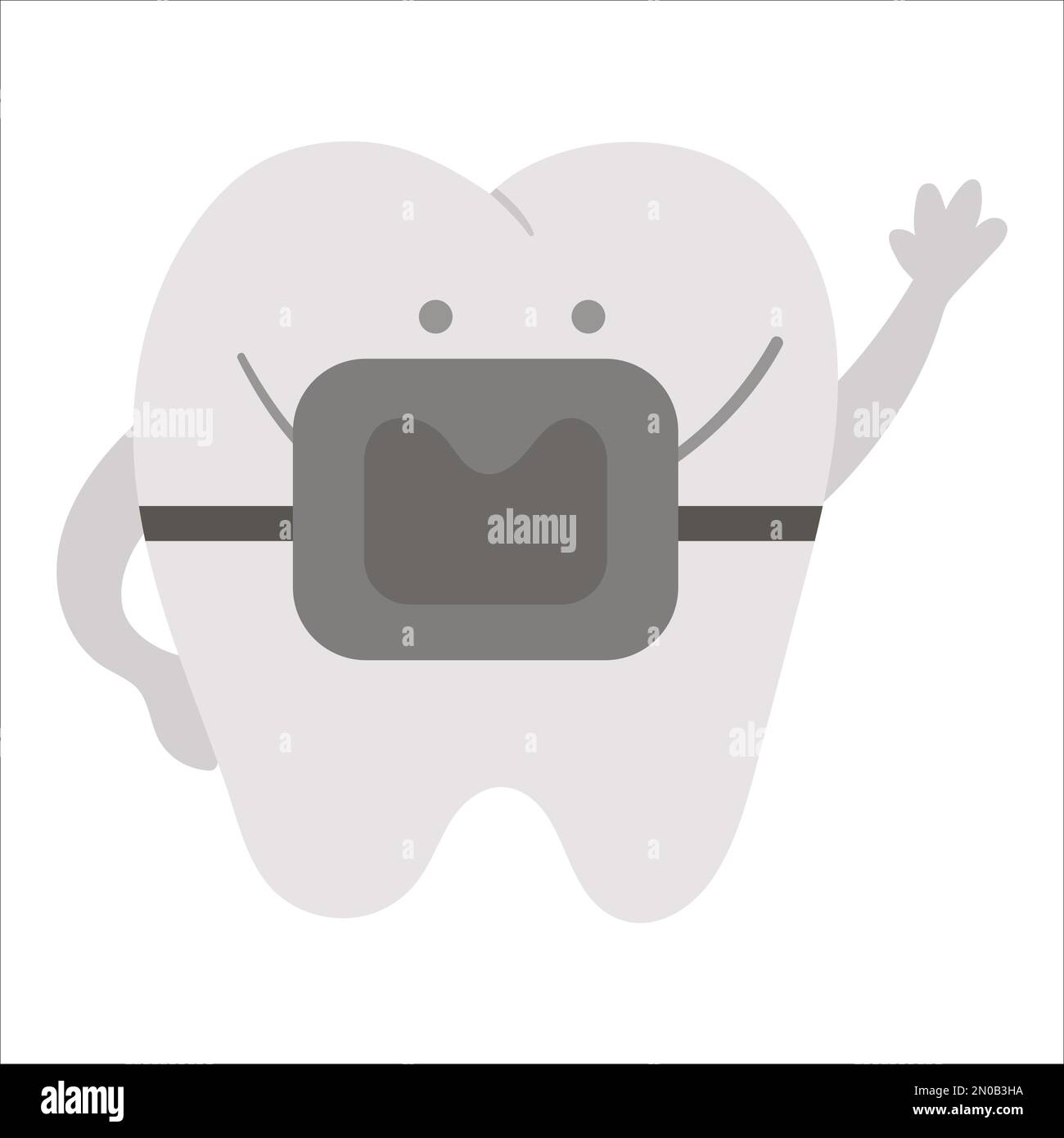 Cute kawaii tooth with braces. Vector teeth icon for children design ...
