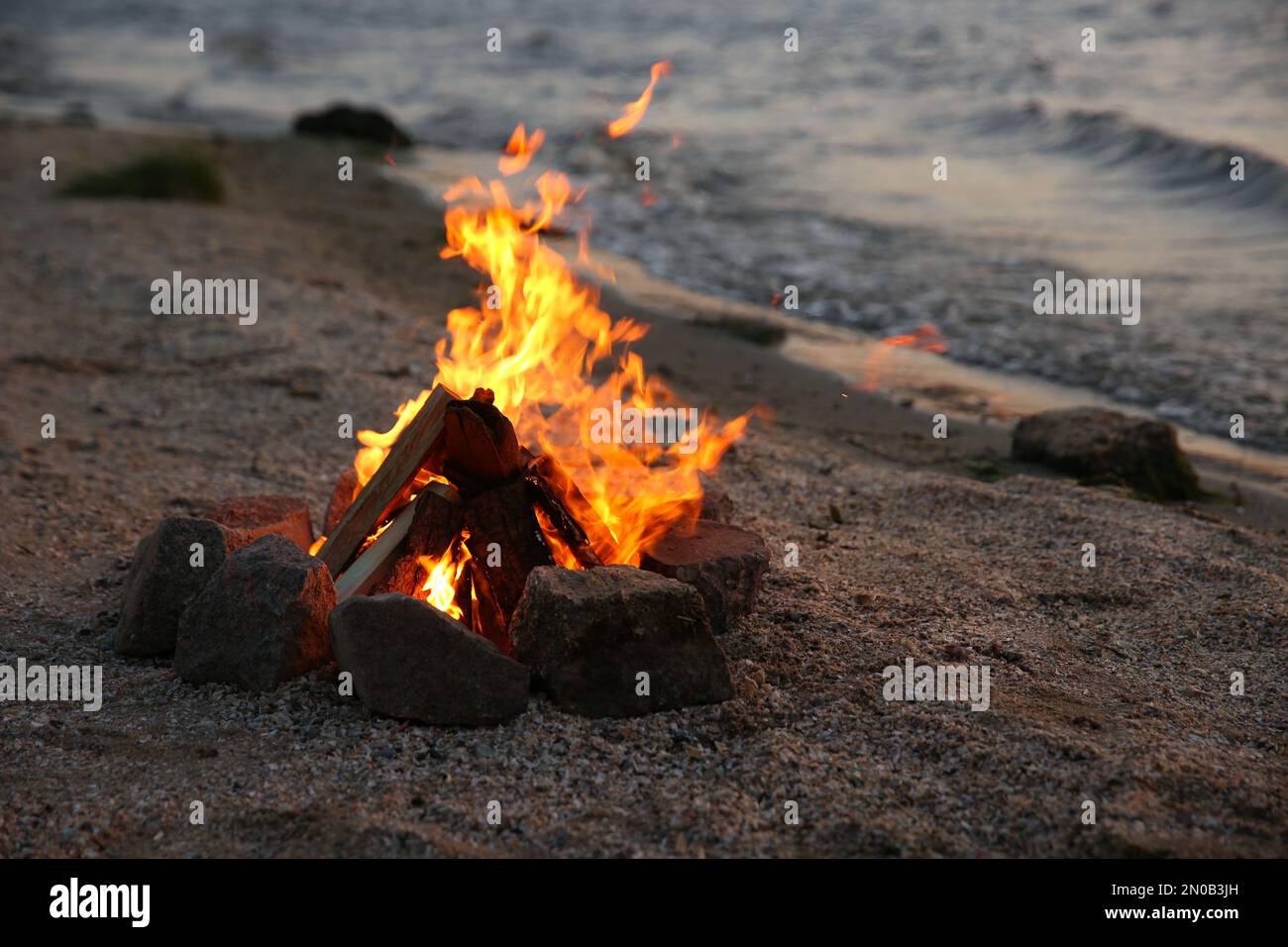 Daytime Bonfire On Beach