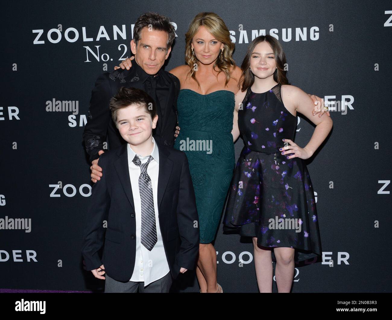 Actor Ben Stiller poses with his wife Christine Taylor and their ...