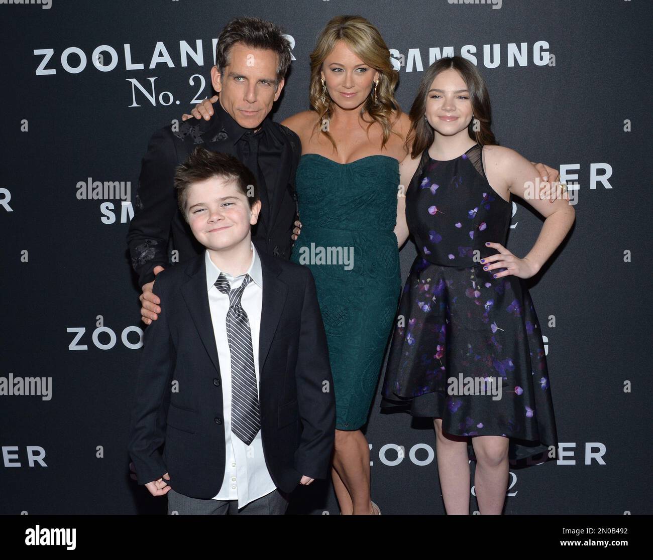 Ben Stiller, second left, Christine Taylor, second right, and their ...