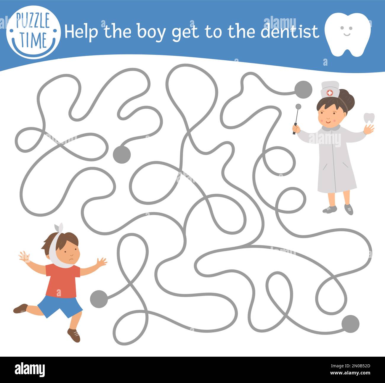 Dental care maze for children. Preschool medical activity. Funny puzzle ...