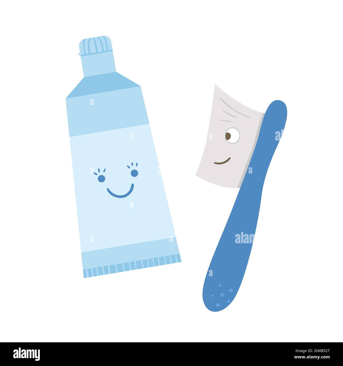Kawaii toothbrush and toothpaste icon isolated on white background ...