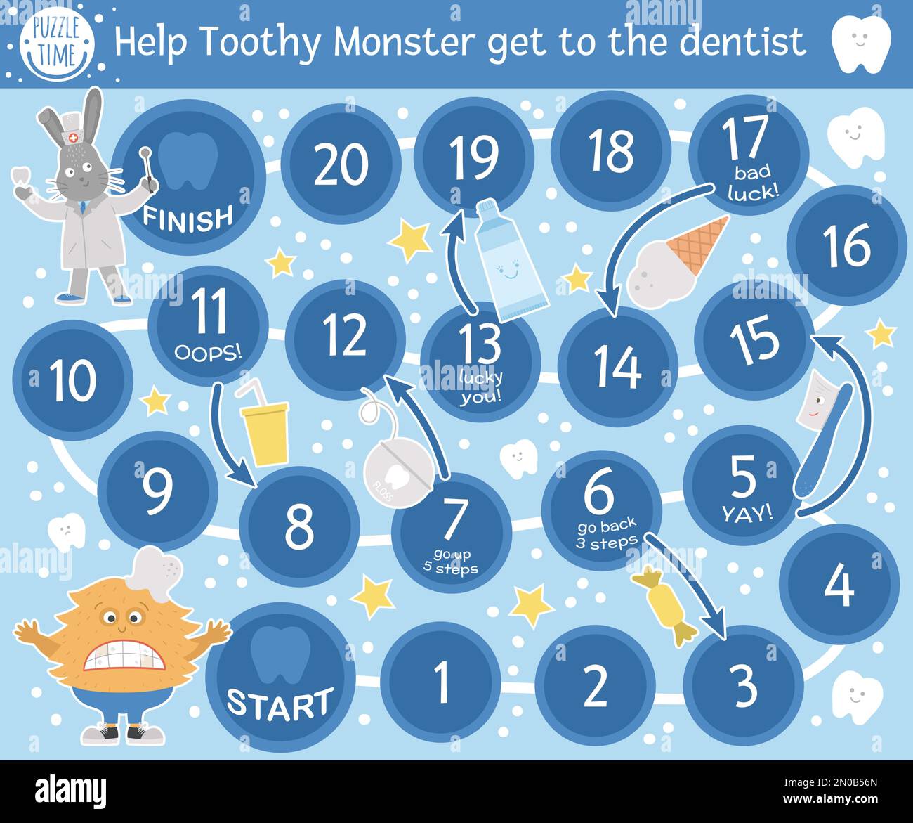 Dental adventure board game for children with cute characters ...