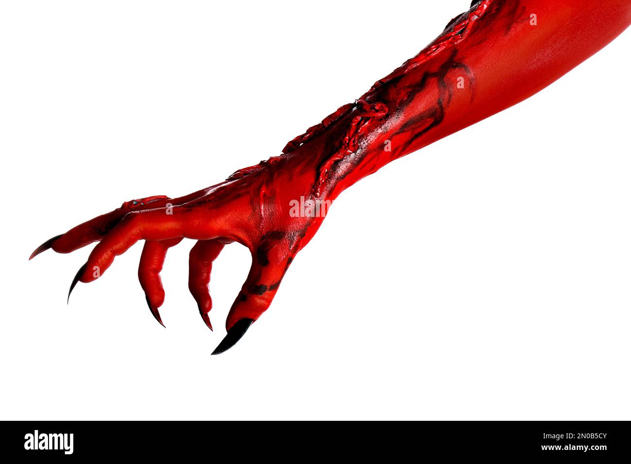 Scary monster on white background, closeup of hand. Halloween character ...