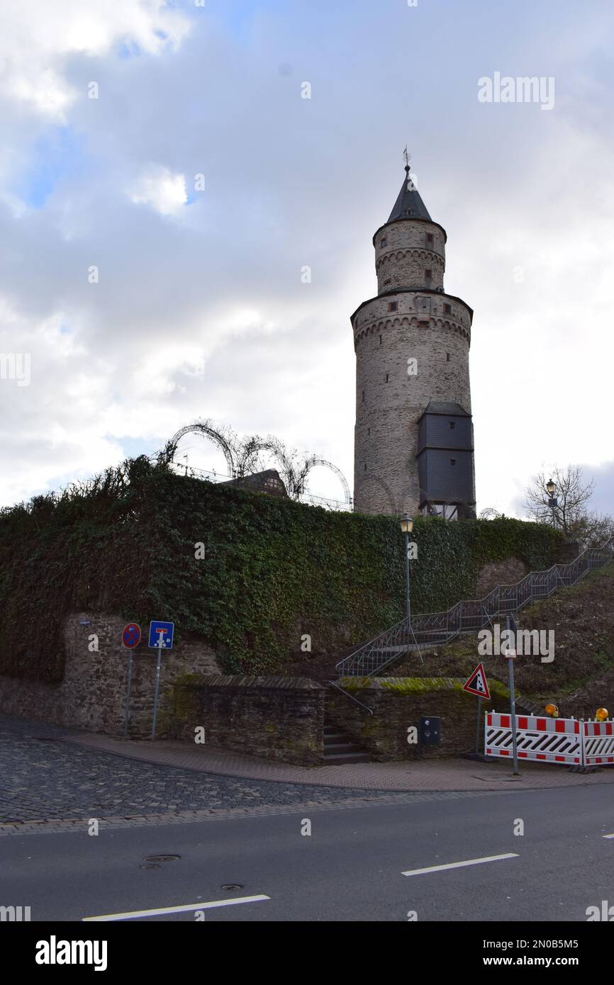 Hexenturm, city walls tower in Idstein Stock Photo - Alamy