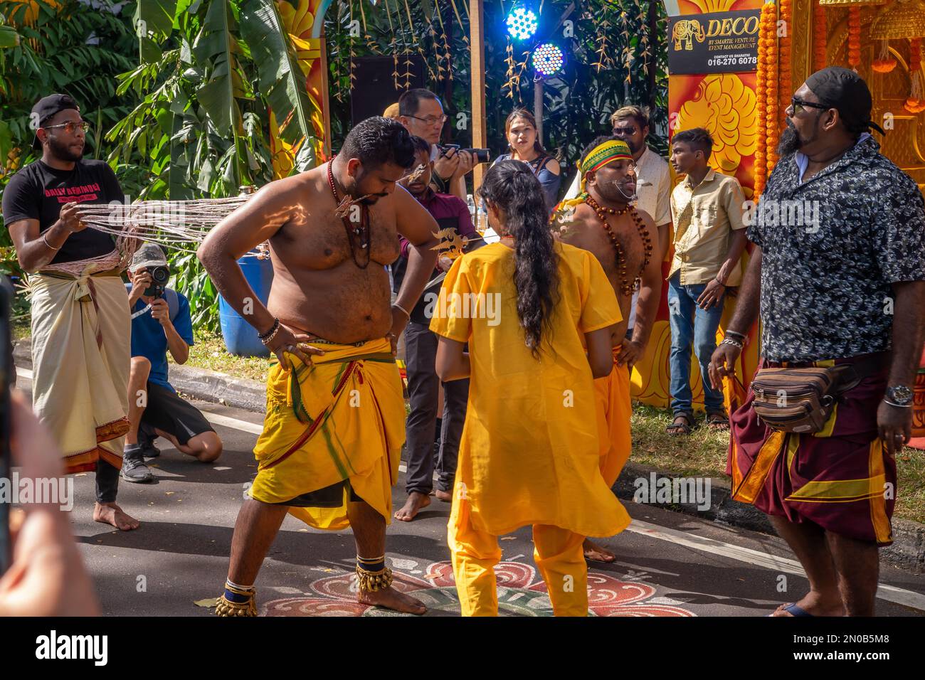 Thaipusam celebration in Penang. Devotees performing kavadi attam ...