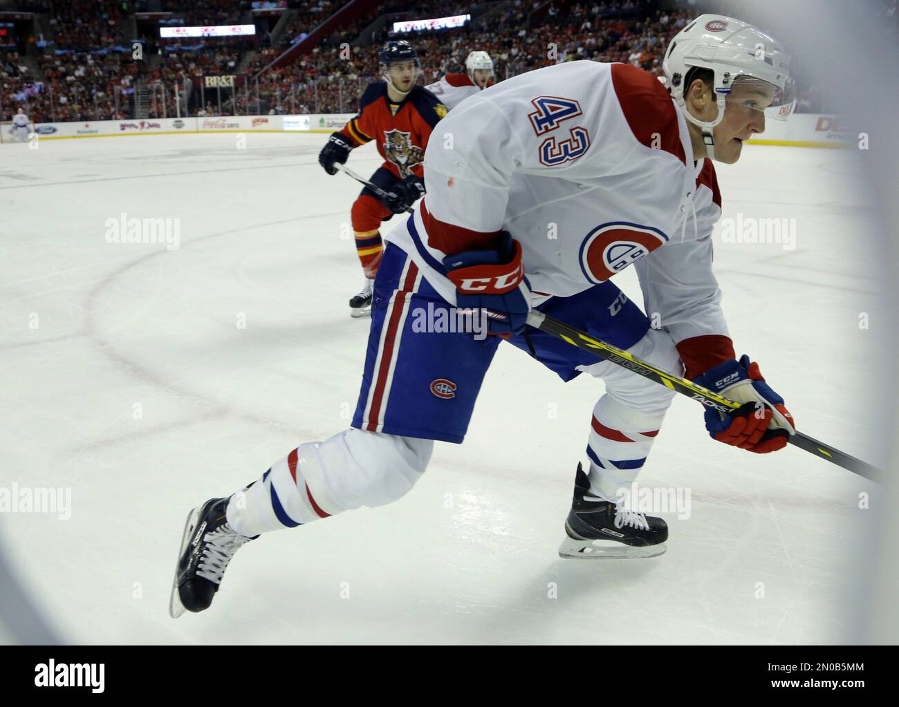 Montreal Canadiens left wing Daniel Carr (43) skates on the ice during ...