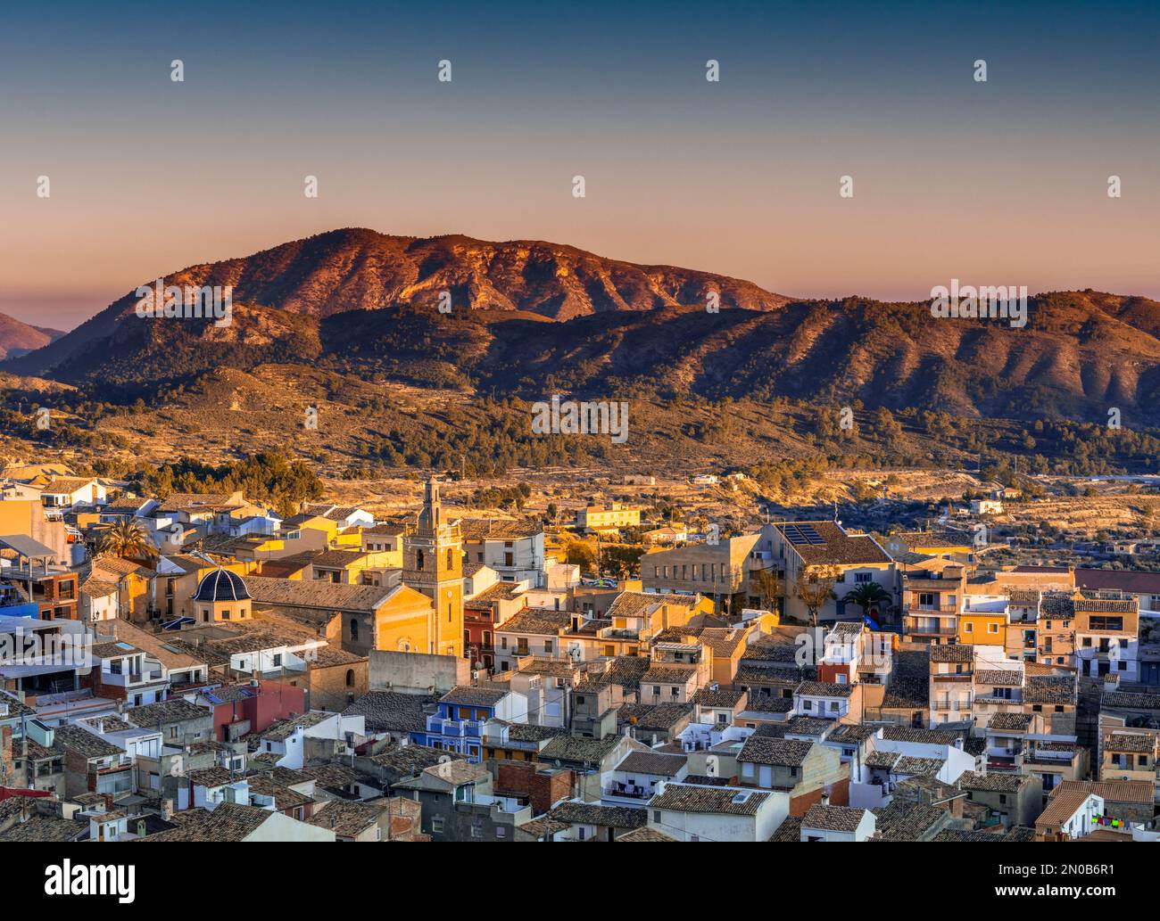 Relleu, Spain - 2 February, 2023: view of the village of Relleu in the Serra de la Grana near ...