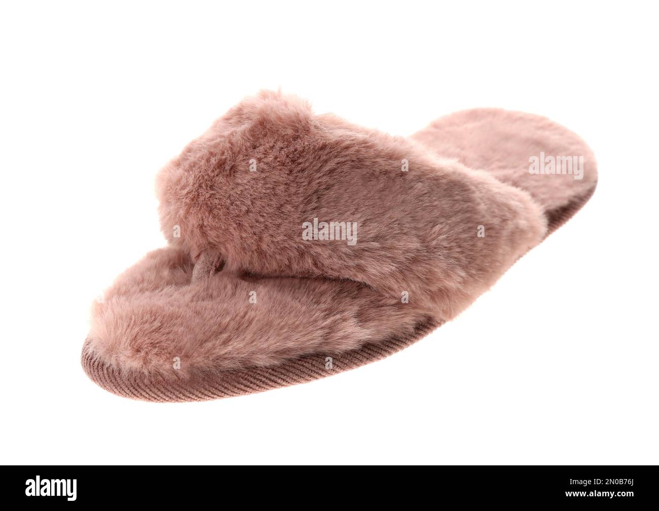 Single stylish soft slipper on white background Stock Photo - Alamy
