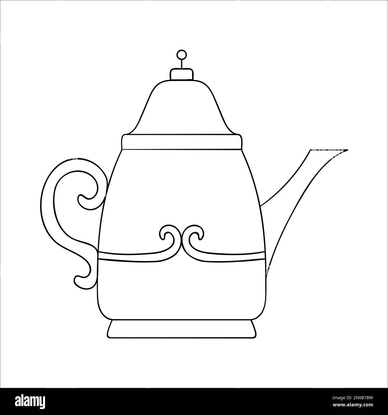 Teapot line icon. Black and white teapot vector illustration. Linear ...