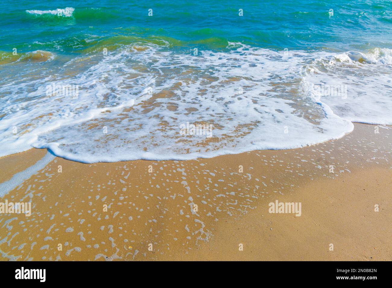 Sea surf, waves and foam. Emerald ocean water. Seaside background Stock ...