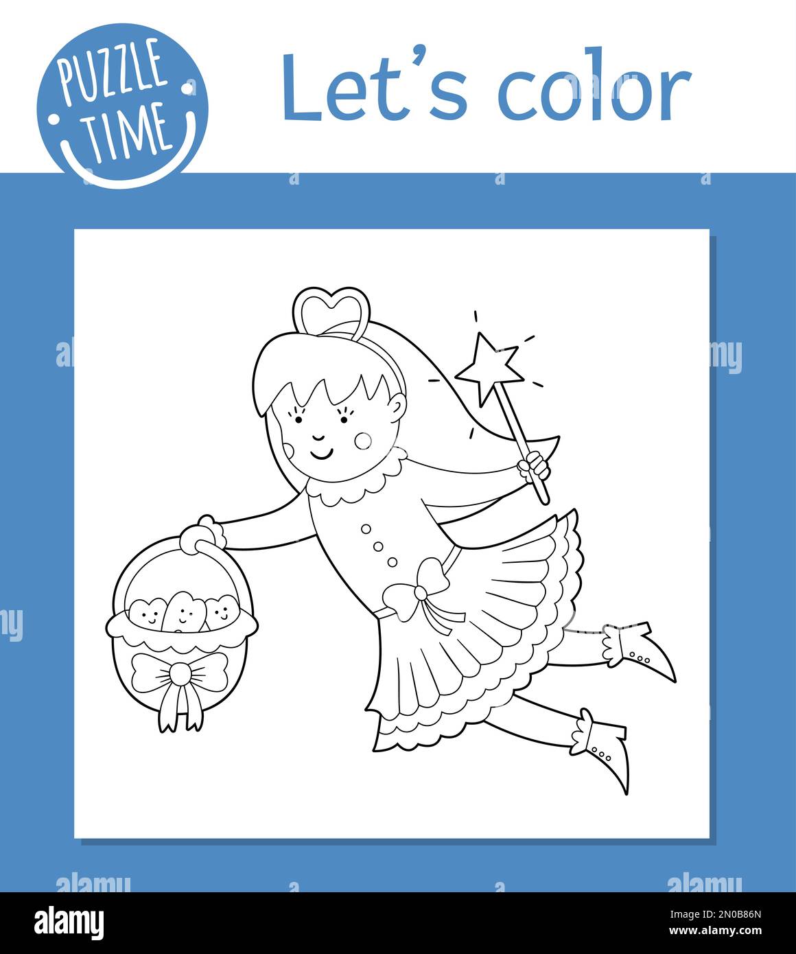 Vector Tooth Fairy coloring page. Cute funny teeth care character ...