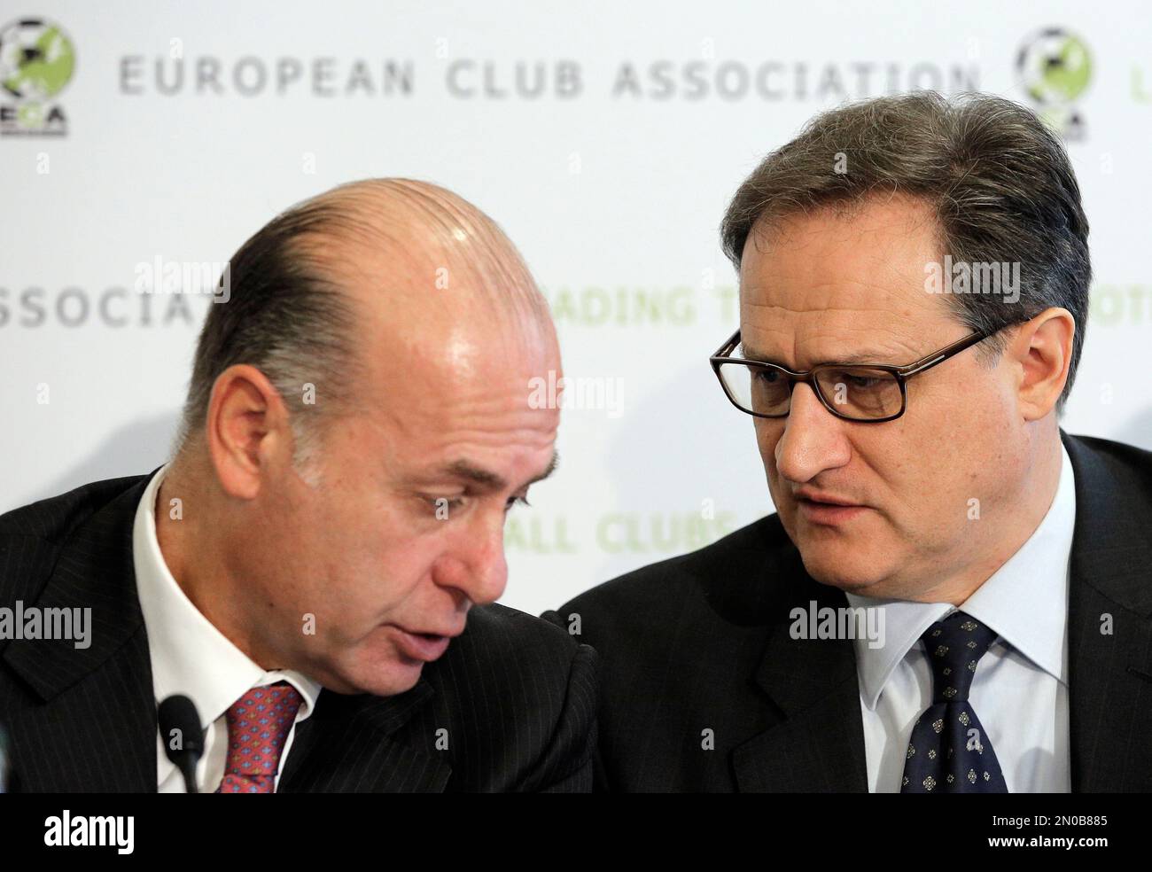 ECA Vice Chairman Umberto Gandini, of Italy, chats with ECA general ...