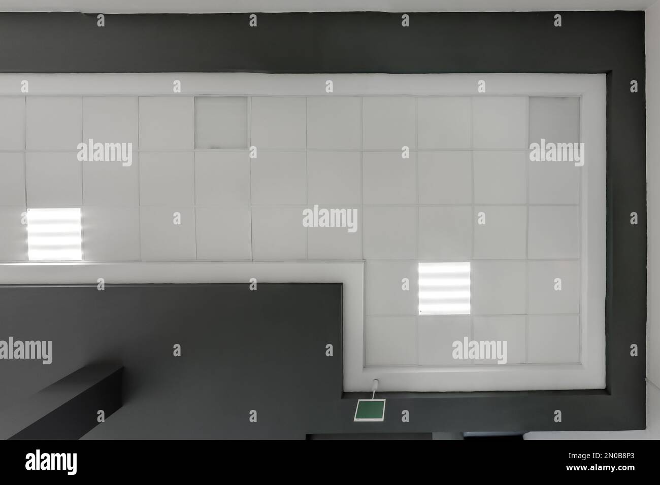 cassette stretched or suspended ceiling with square halogen spots lamps ...