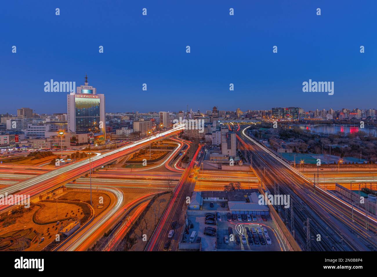 Beijing west railway station overpass at night Stock Photo - Alamy