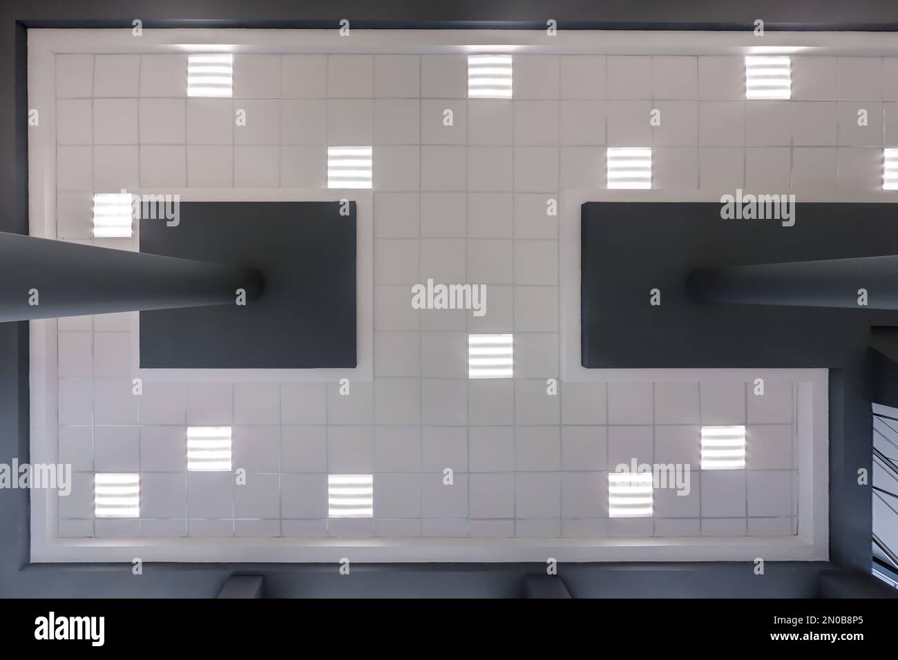 cassette stretched or suspended ceiling with square halogen spots lamps ...