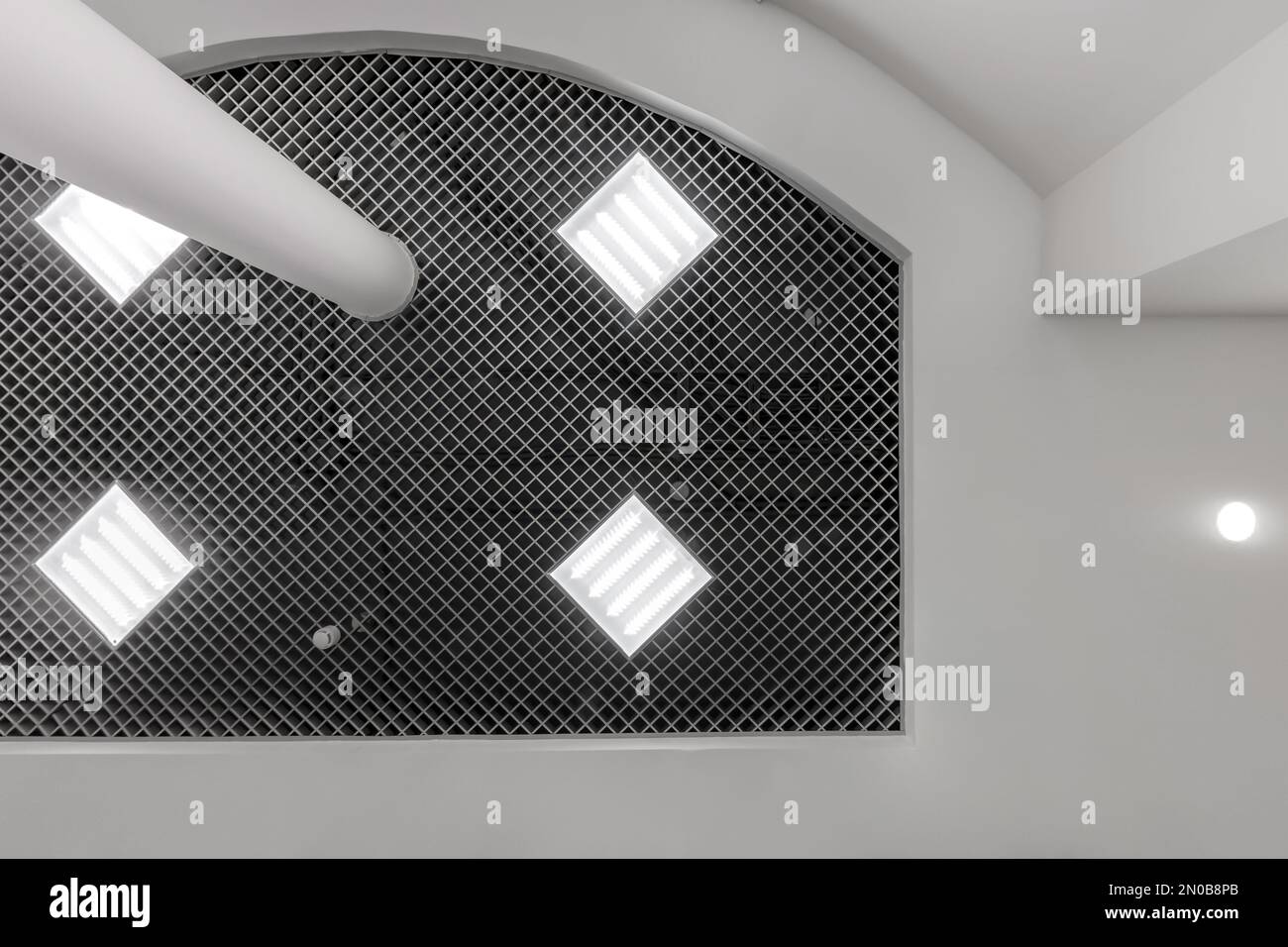 cassette stretched or suspended ceiling with square halogen spots lamps ...