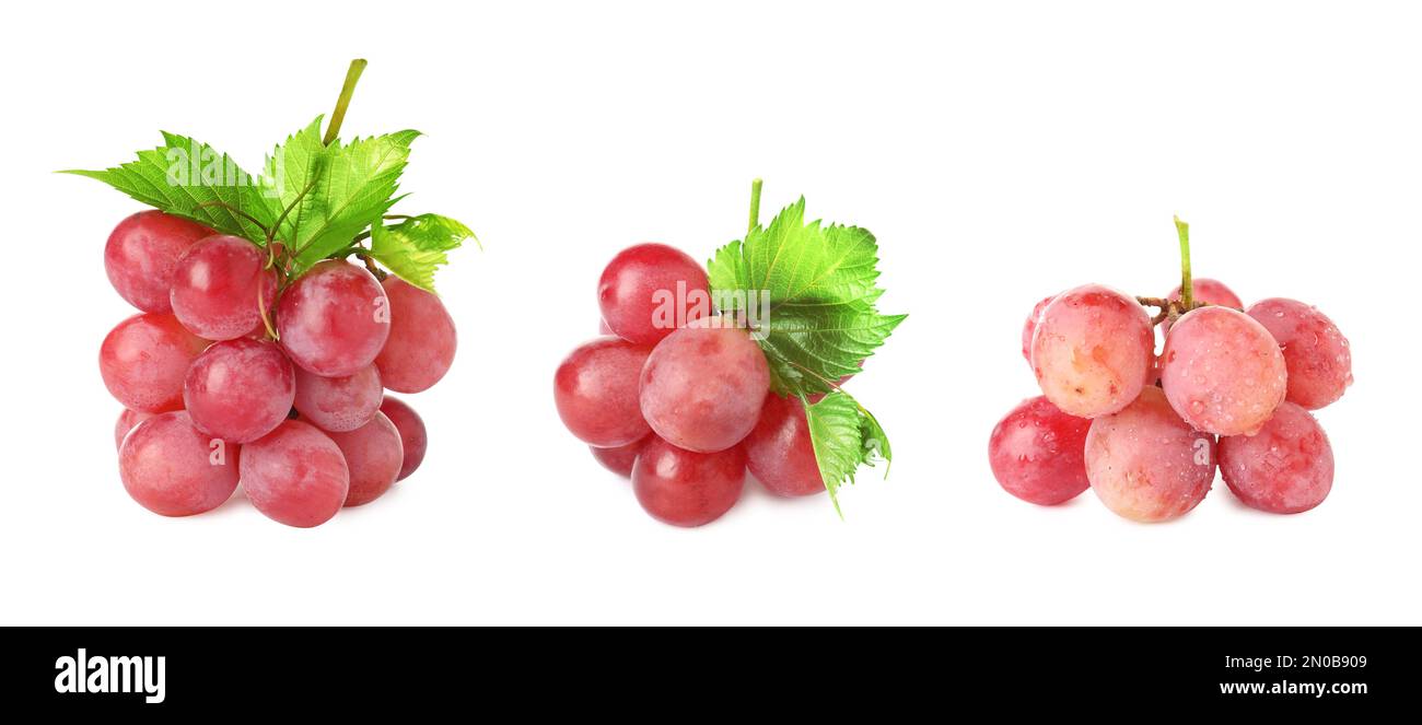 Set of fresh grapes on white background. Banner design Stock Photo - Alamy