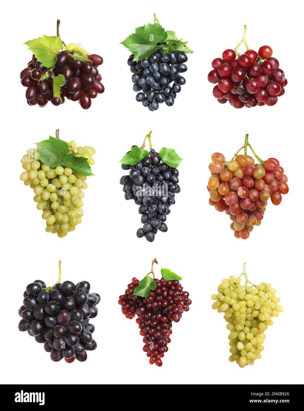 Set of fresh grapes on white background Stock Photo - Alamy