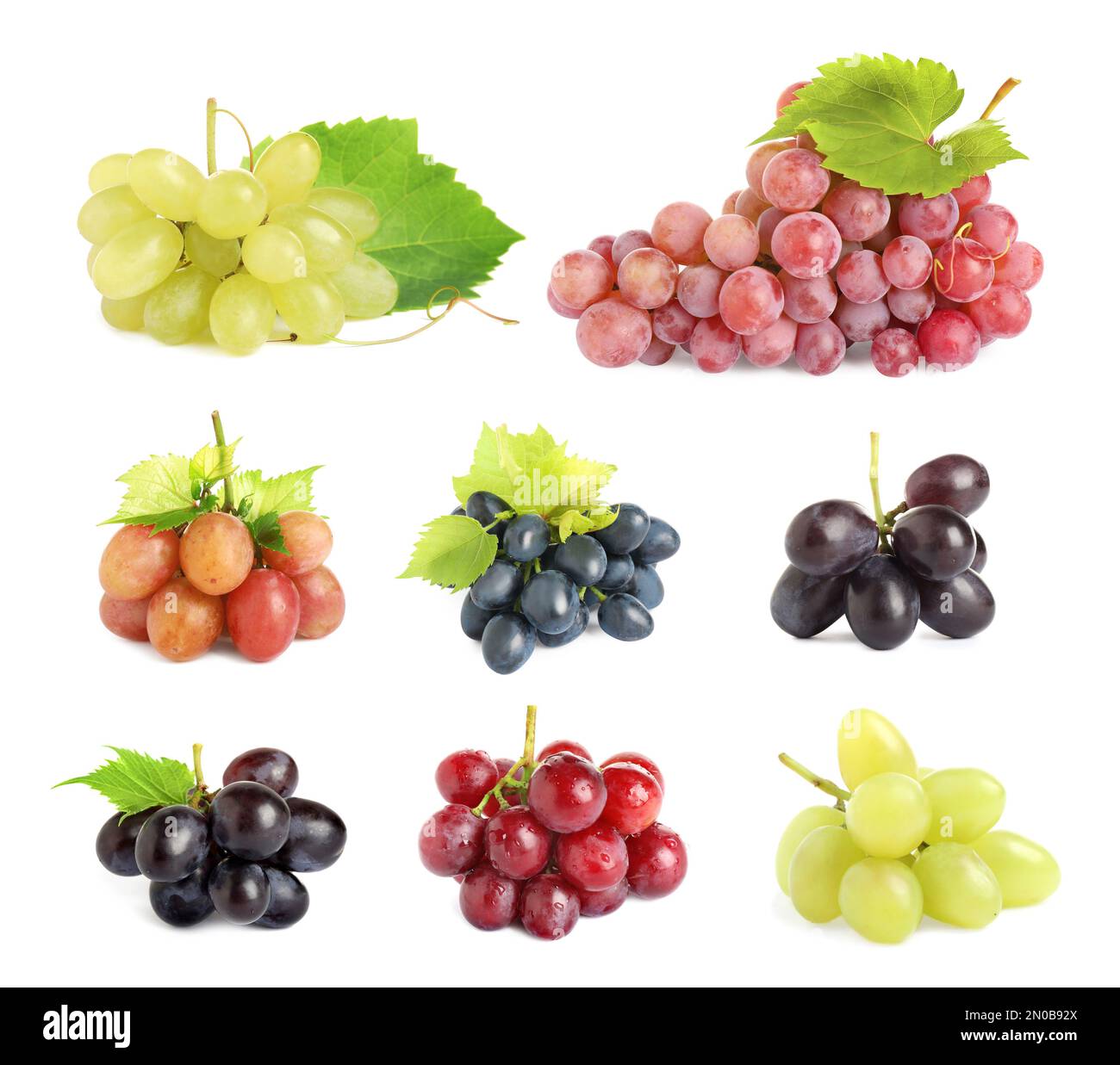 Set of fresh grapes on white background Stock Photo - Alamy
