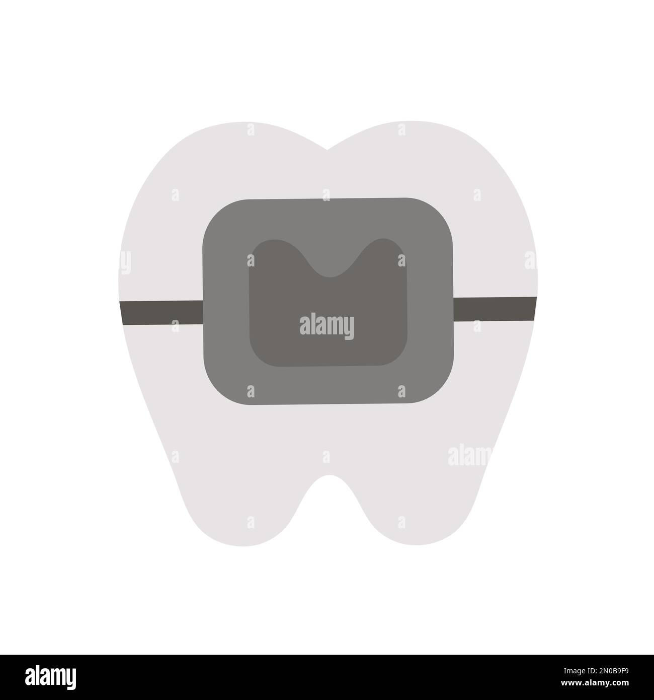 Tooth with braces. Vector teeth icon. Funny dental care design. Dentist ...