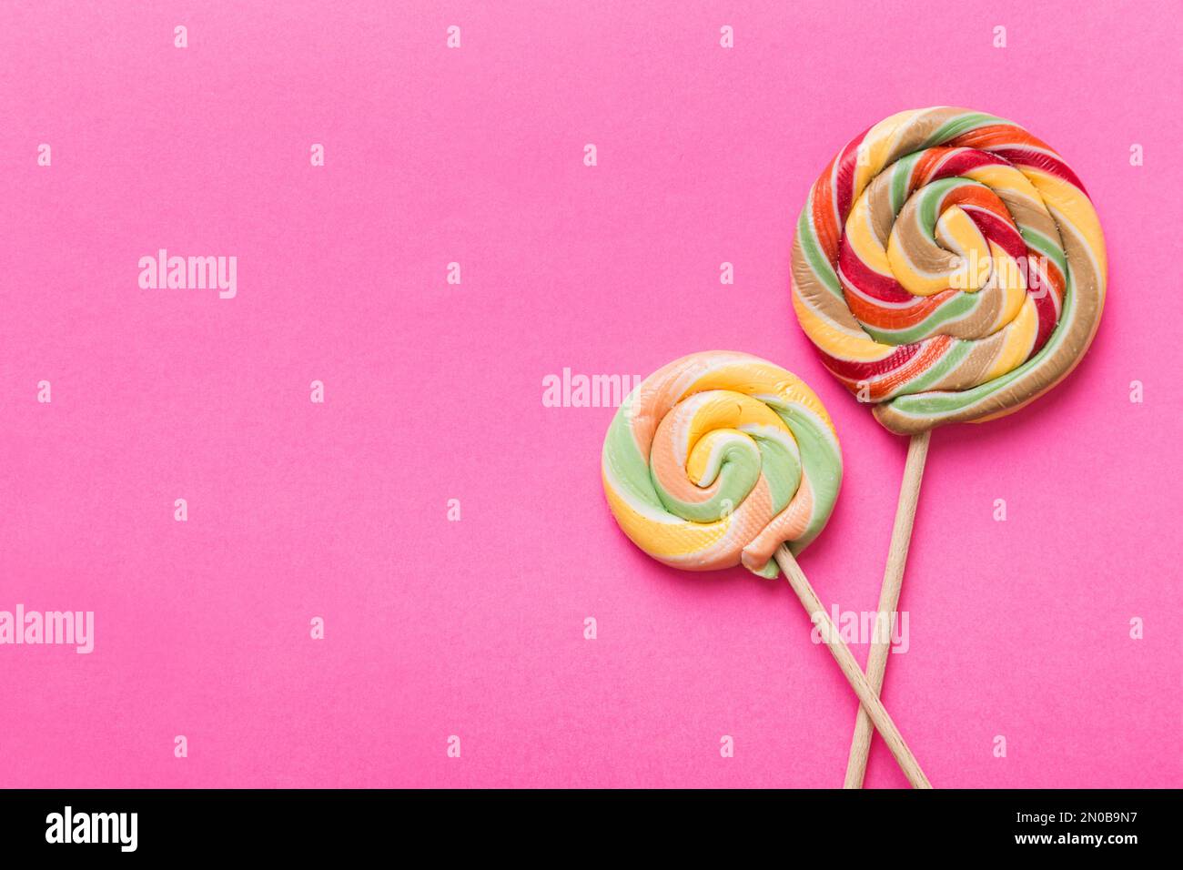 Set of colorful lollipops on colored background. Summer concept. Party ...
