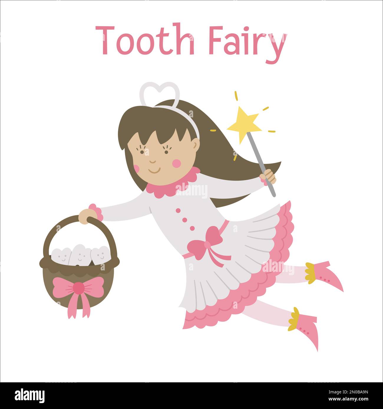 Cute flying tooth fairy vector icon isolated on white background ...