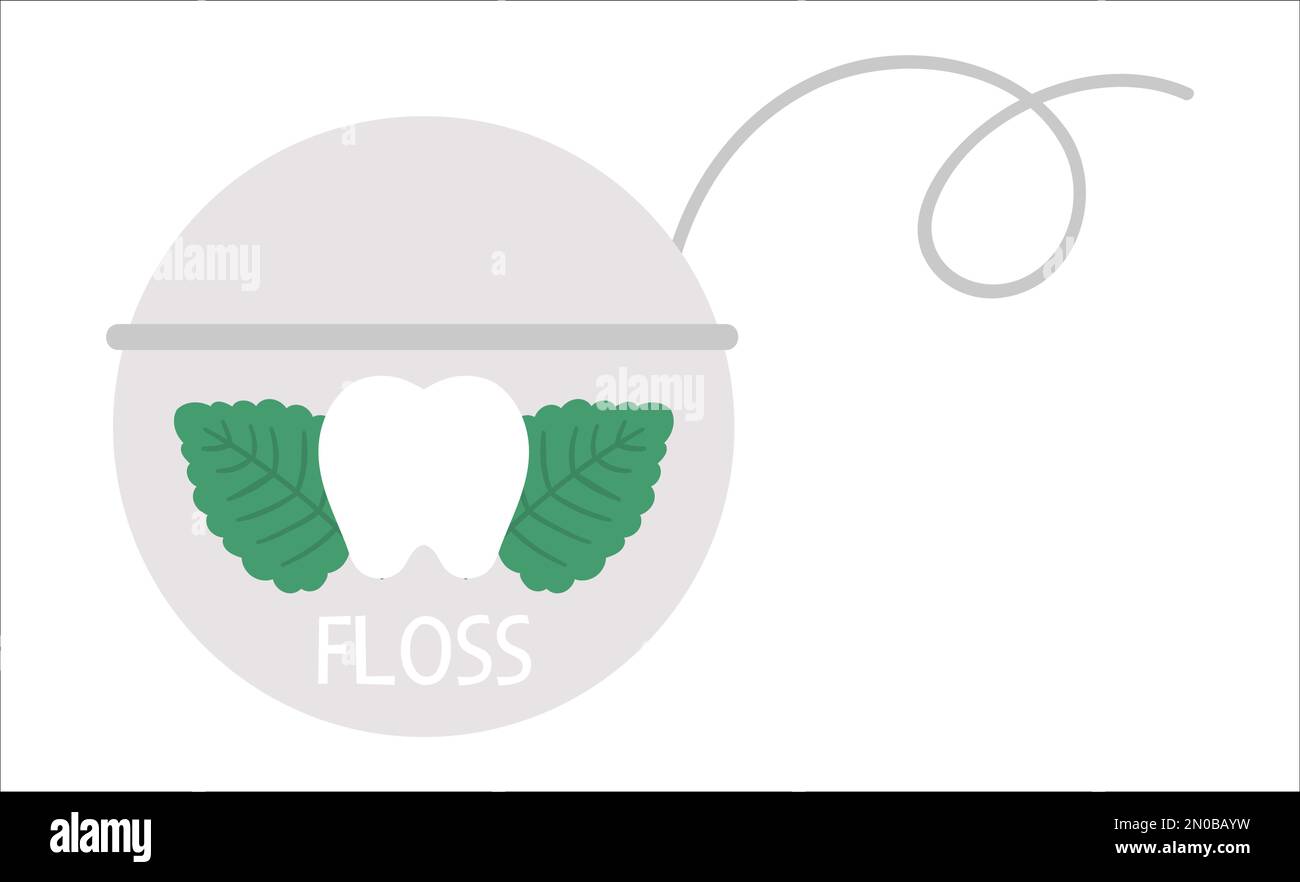 Dental floss icon isolated on white background. Vector tooth care tool ...