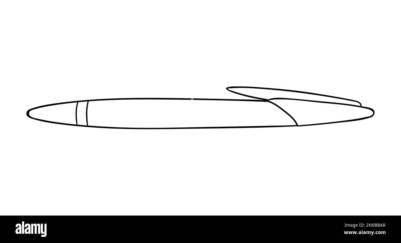 Ballpoint pen line icon. Vector colored stationery, writing materials ...