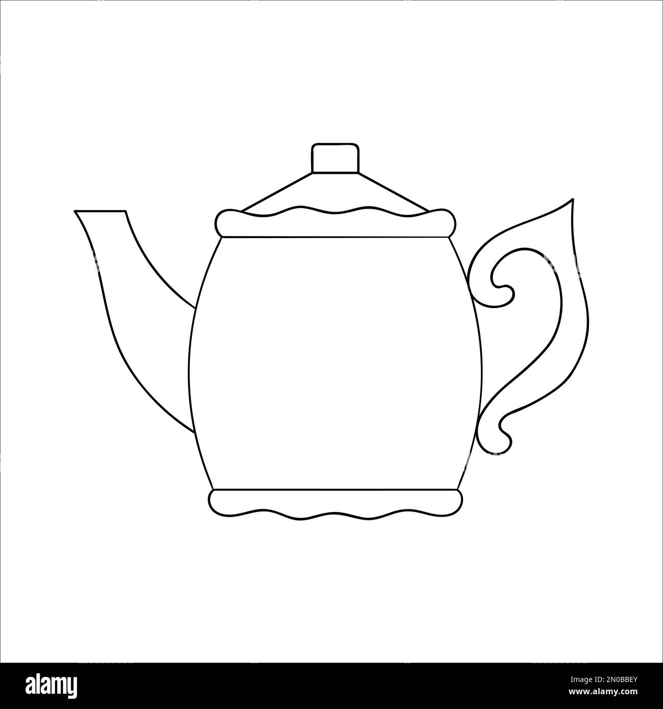 Teapot line icon. Black and white teapot vector illustration. Linear ...