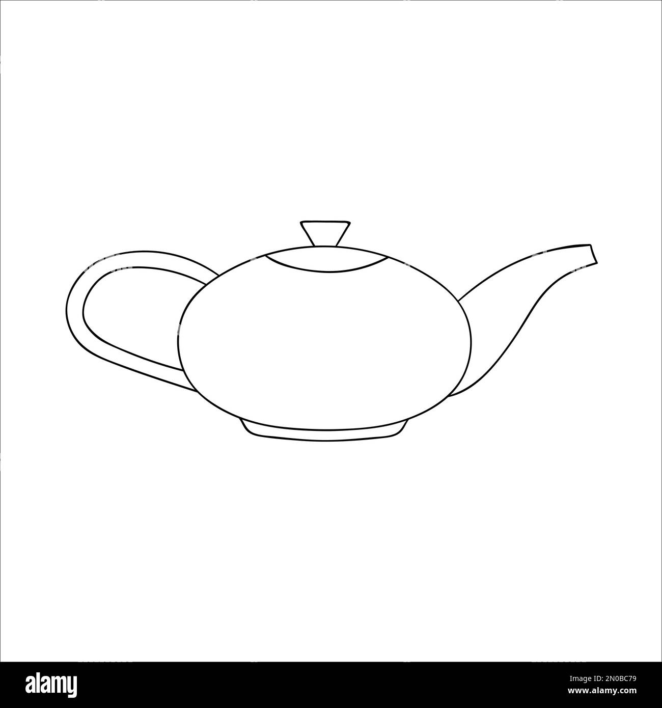Teapot line icon. Black and white teapot vector illustration. Linear ...