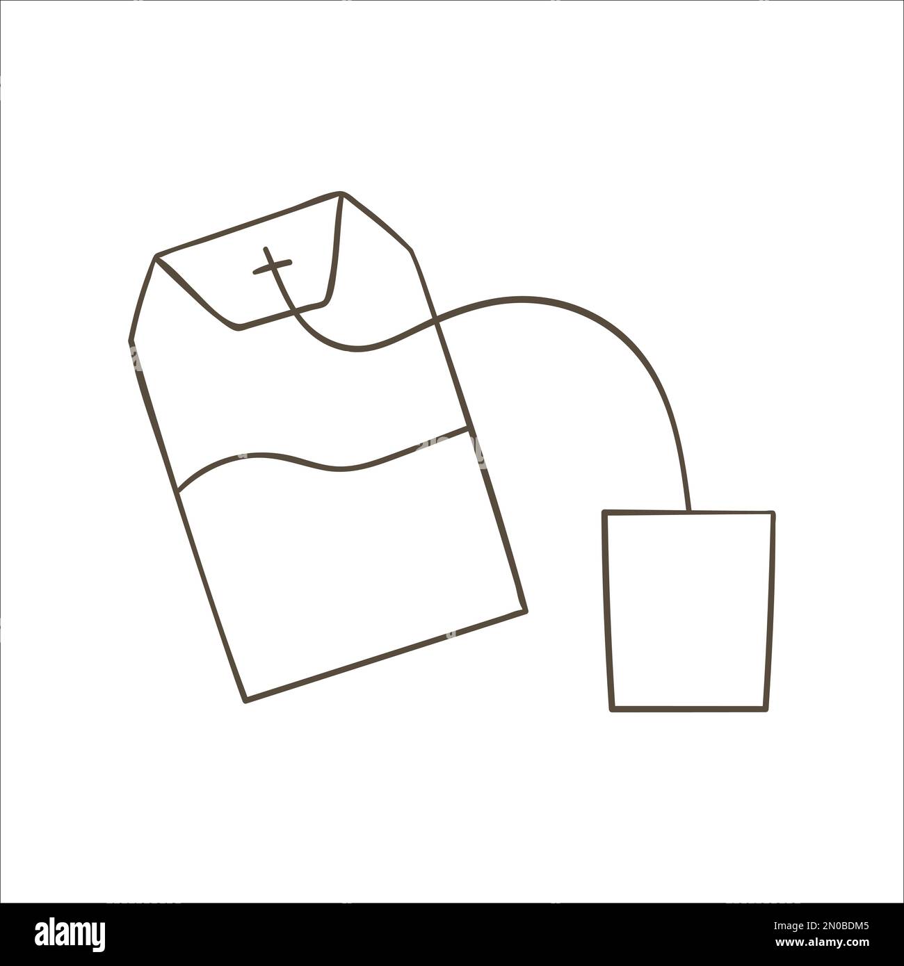 Teabag line icon. Black and white tea bag vector illustration. Linear ...