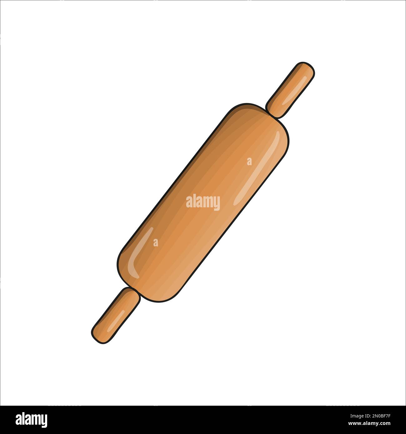 Vector colored rolling pin. Kitchen tool icon isolated on white ...