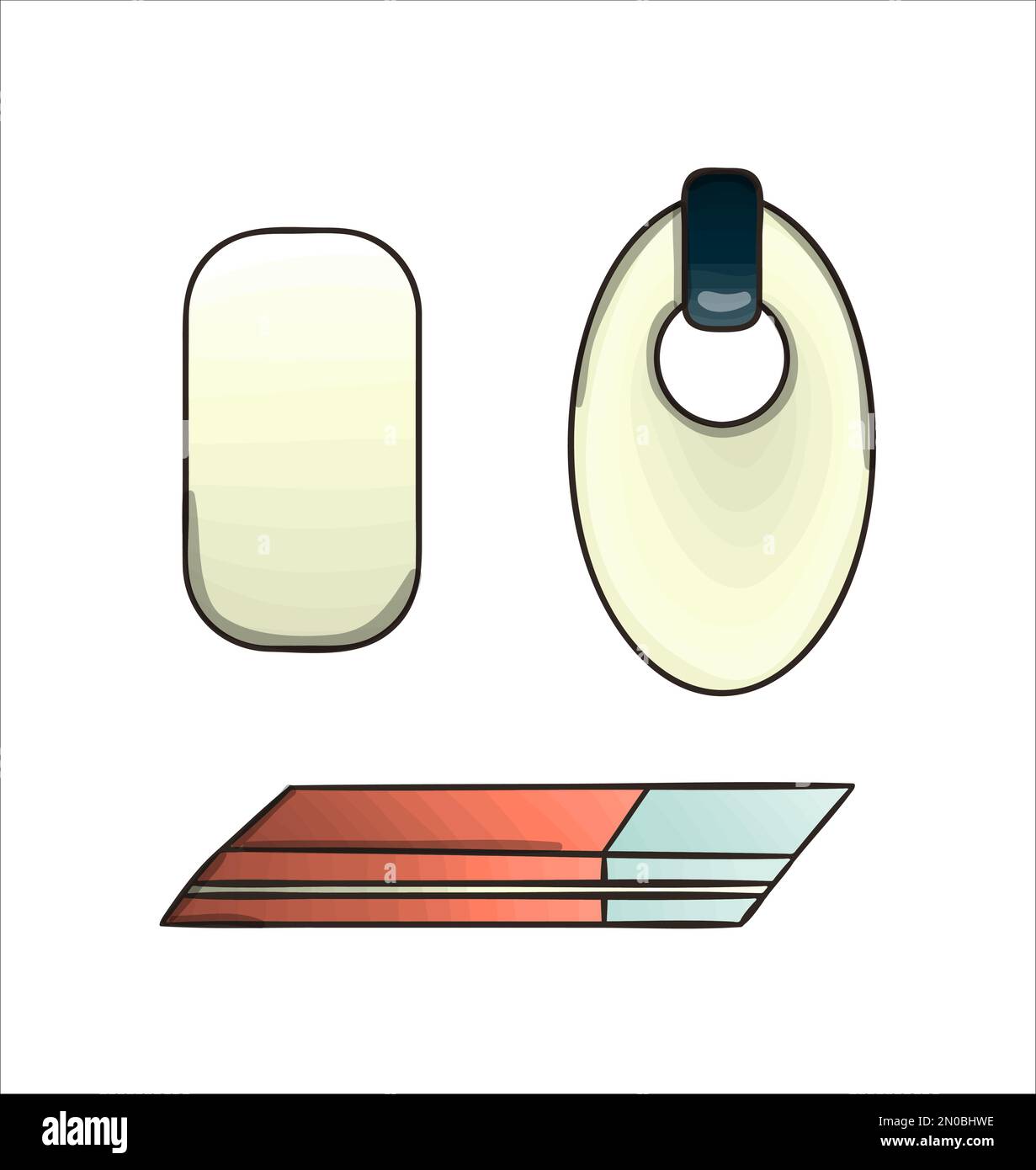 Set of rubber eraser icons. Vector colored stationery, writing ...