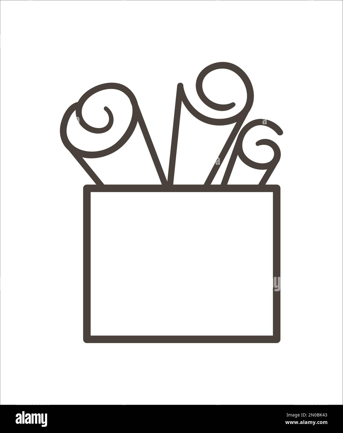 Vector box with draft icon. Flat linear black and white tool ...