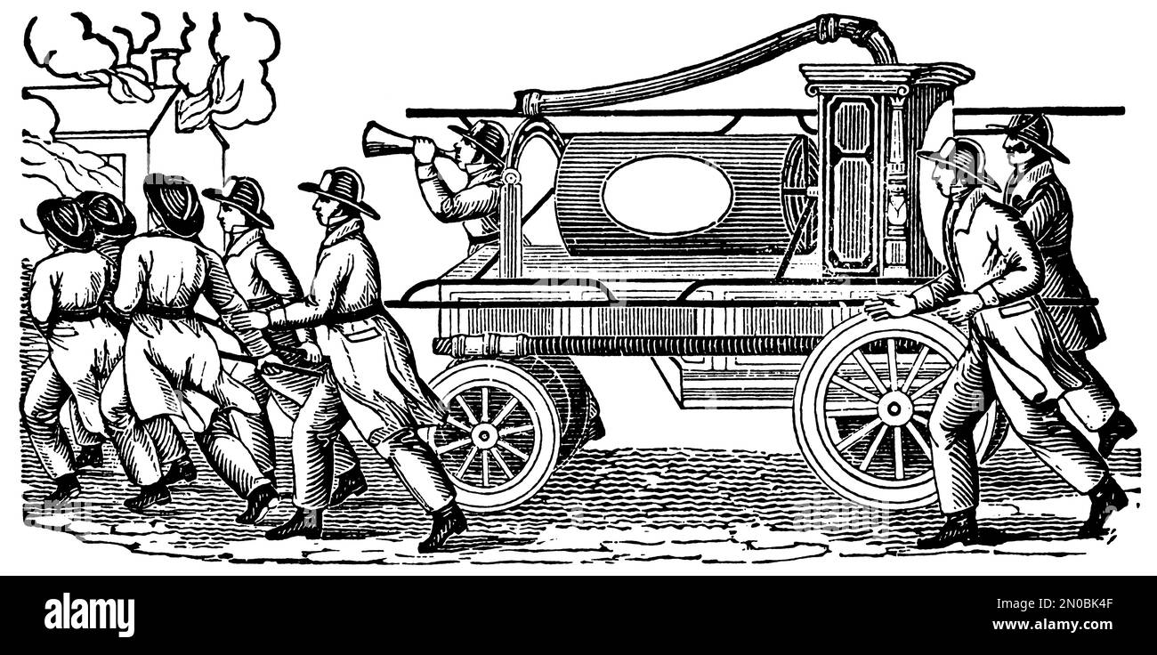 Antique pumper engine Black and White Stock Photos & Images - Alamy