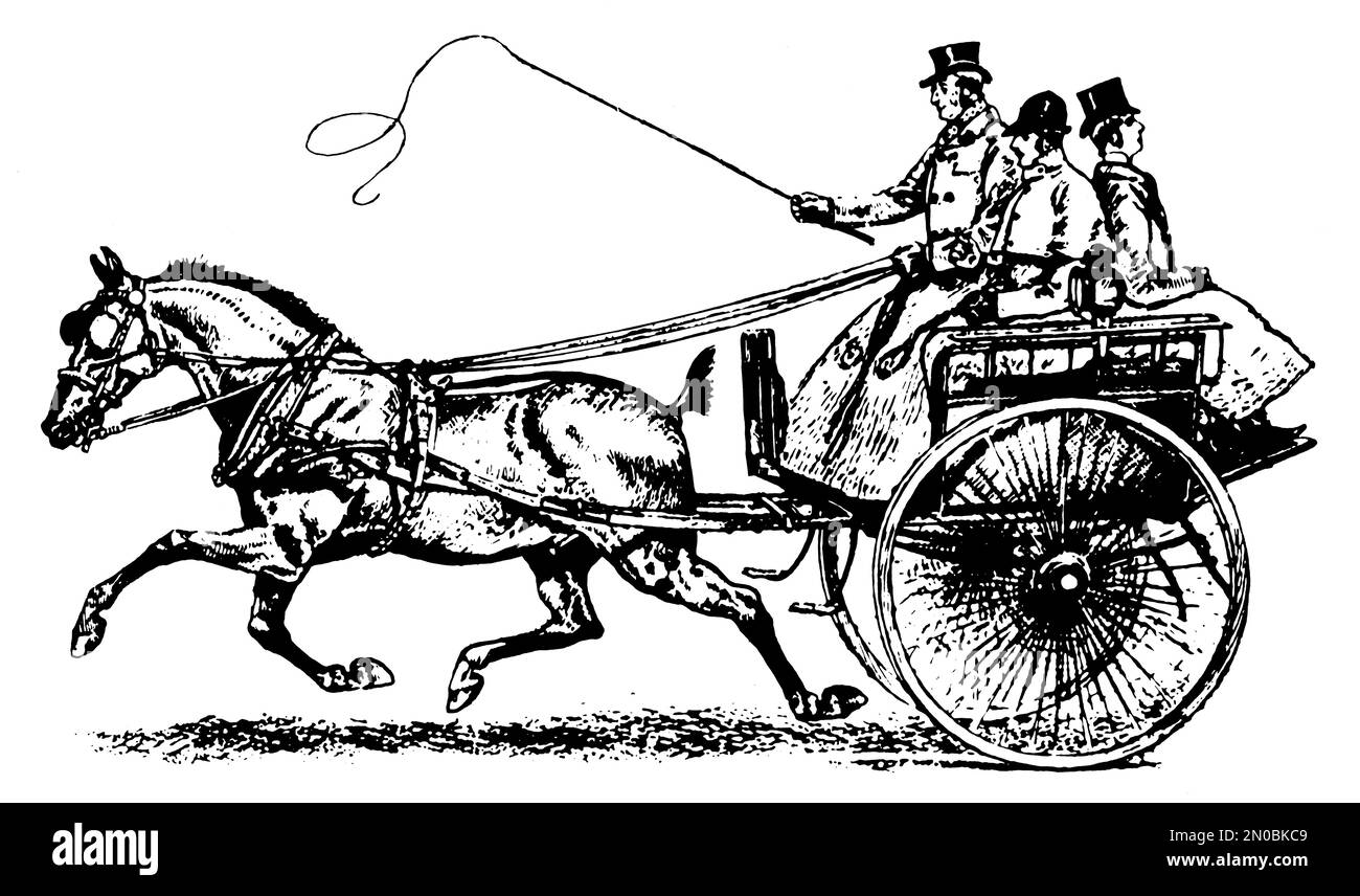 19th-century engraving of a four-horse stagecoach from Systematischer Bilder-Atlas (Brockhaus ...